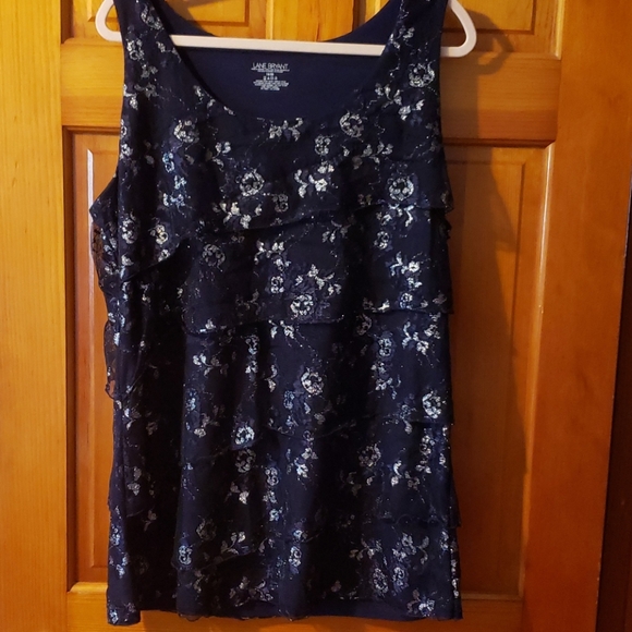 Lane Bryant | Tops | Lane Bryant Ruffle Layer Navy Tank | Poshmark